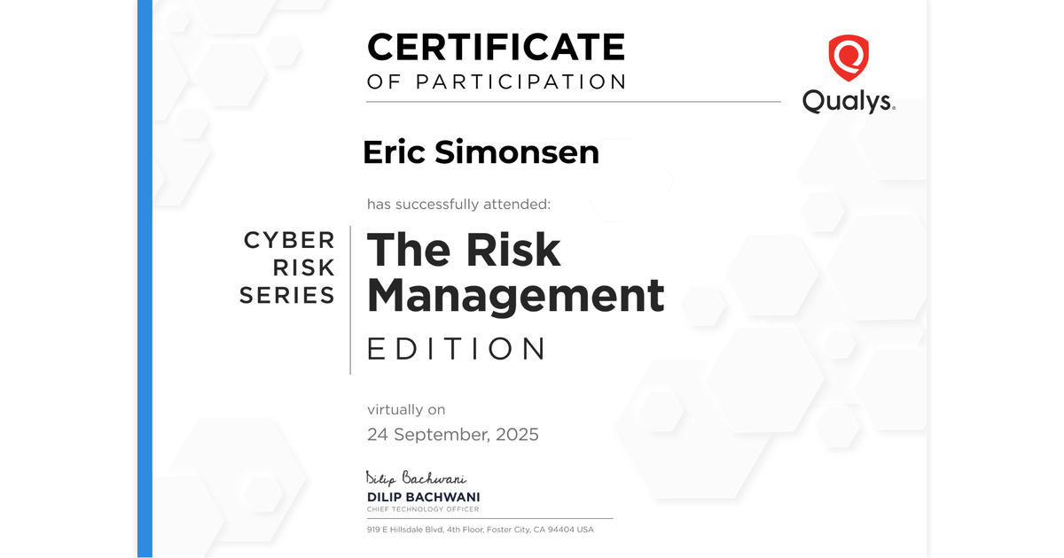 Eric Simonsen | CRS-SEP25-Risk Management | Qualys via Hyperstack